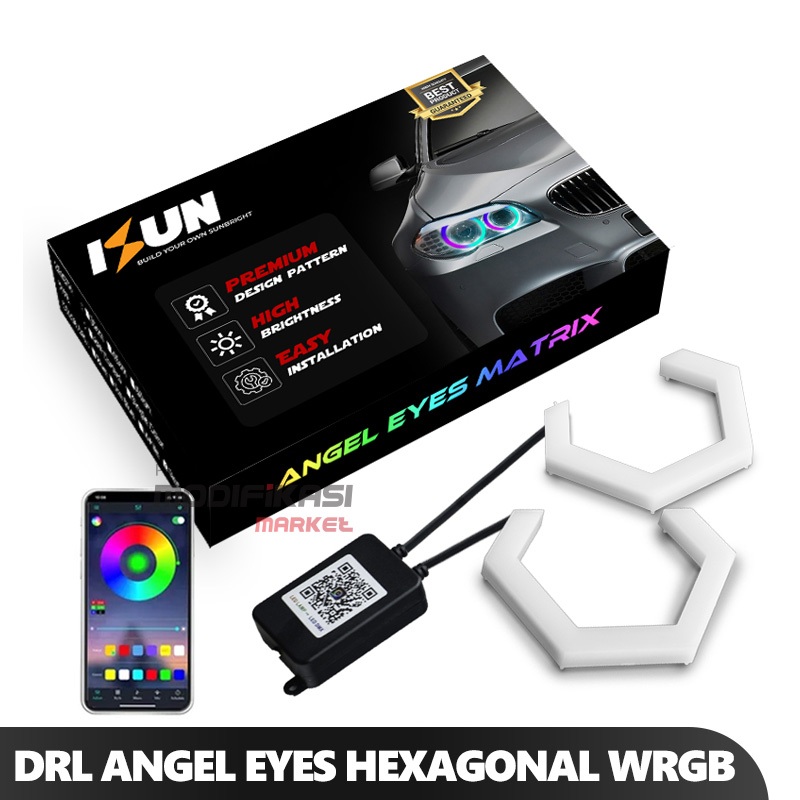 Jual DRL Angel Eyes Hexagonal WRGB Retrofit Headlamp Motor Mobil dengan ...