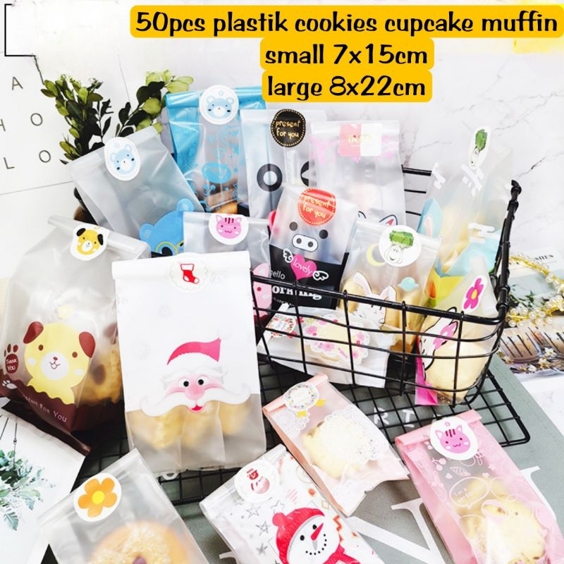 Jual GROSIR 50pcs PLASTIK COOKIES / MUFFIN / CUPCAKE/ ROTI / JELLY LUCU ...