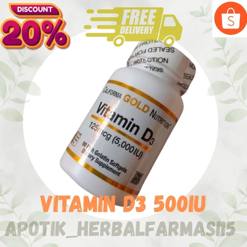 Jual VITAMIN D3 5000iu MENAMBAH IMUN TUBUH SOFTGEL CALIFORNIA GOLD ...