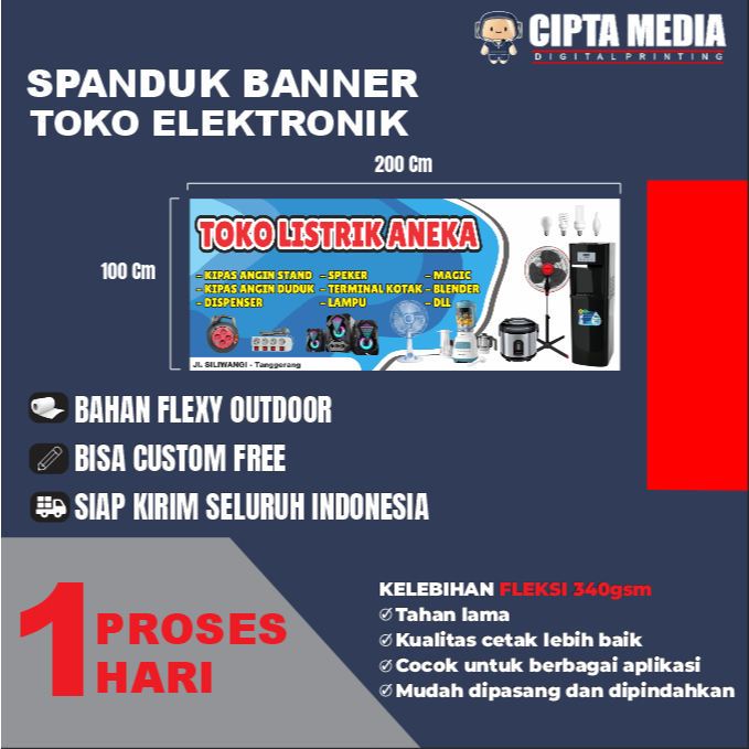Jual CETAK SPANDUK/BANNER TOKO ELEKTRONIK BISA CUSTOM GRATIS DAN FREE ...