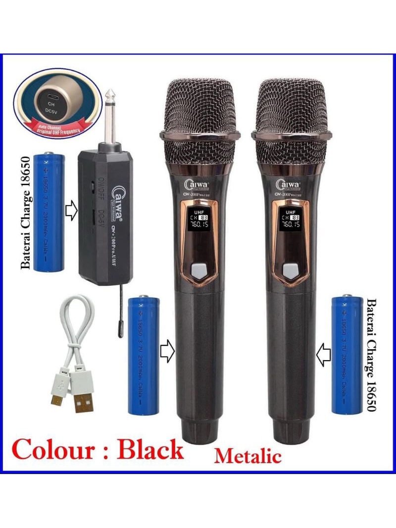 Jual CAIWA PROFESSIONAL MICROPHONE WIRELESS UHF MIC GENGAM TAMPA KABEL ...