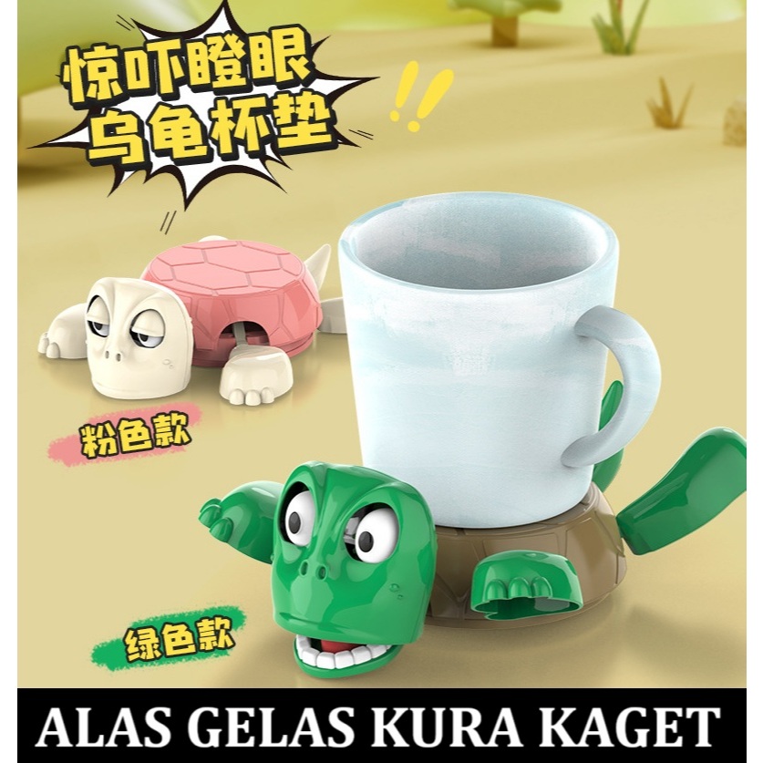 Jual 2025 tatakan coaster Alas gelas cangkir kura kura hijau coklat ...