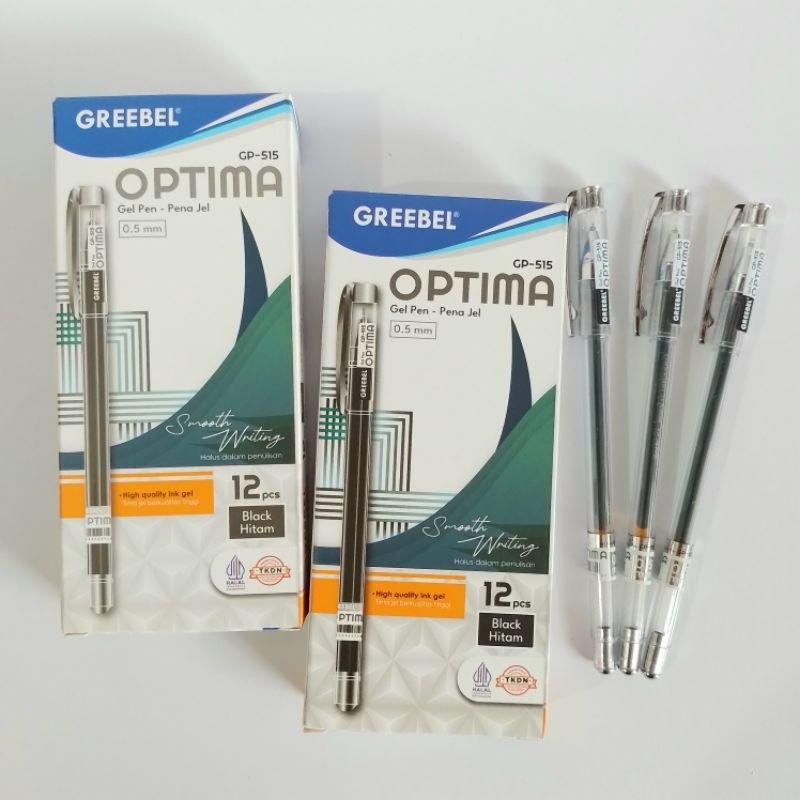 Jual Pulpen Gel Pen Greebel GP-515 Optima Hitam ( 12 Pcs ) [ Original ] | Shopee Indonesia