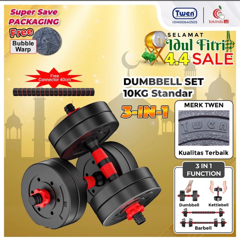 Jual dumbbell set 10kg adjustable Twen barbel dumbel dumbell dumble barbell angkat beban alat ...