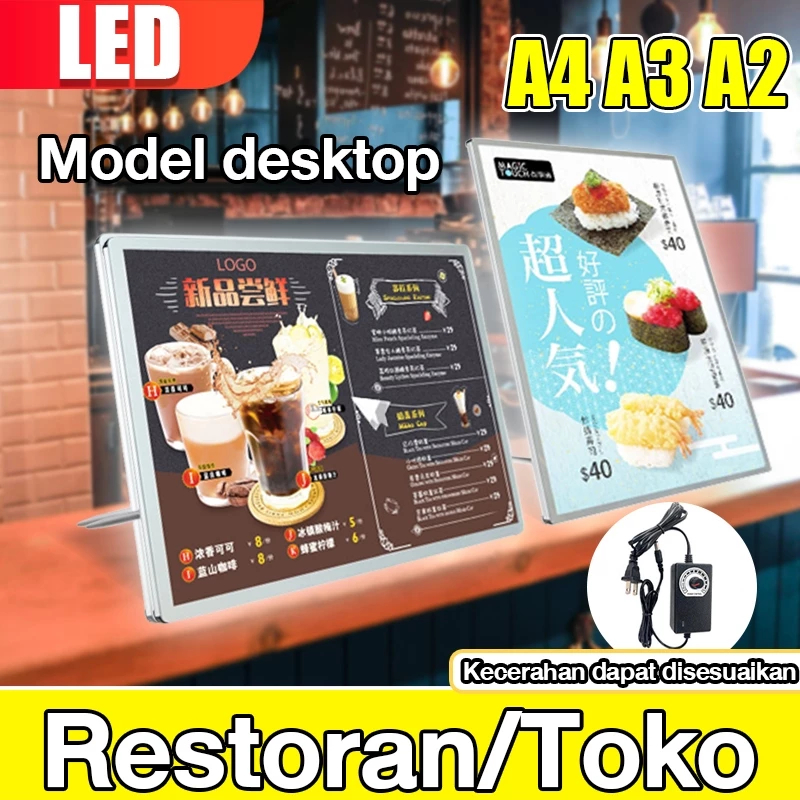 Jual Slim Light Box LED Frame Advertising Portable - LED Menu Poster A4/A3 | Shopee Indonesia
