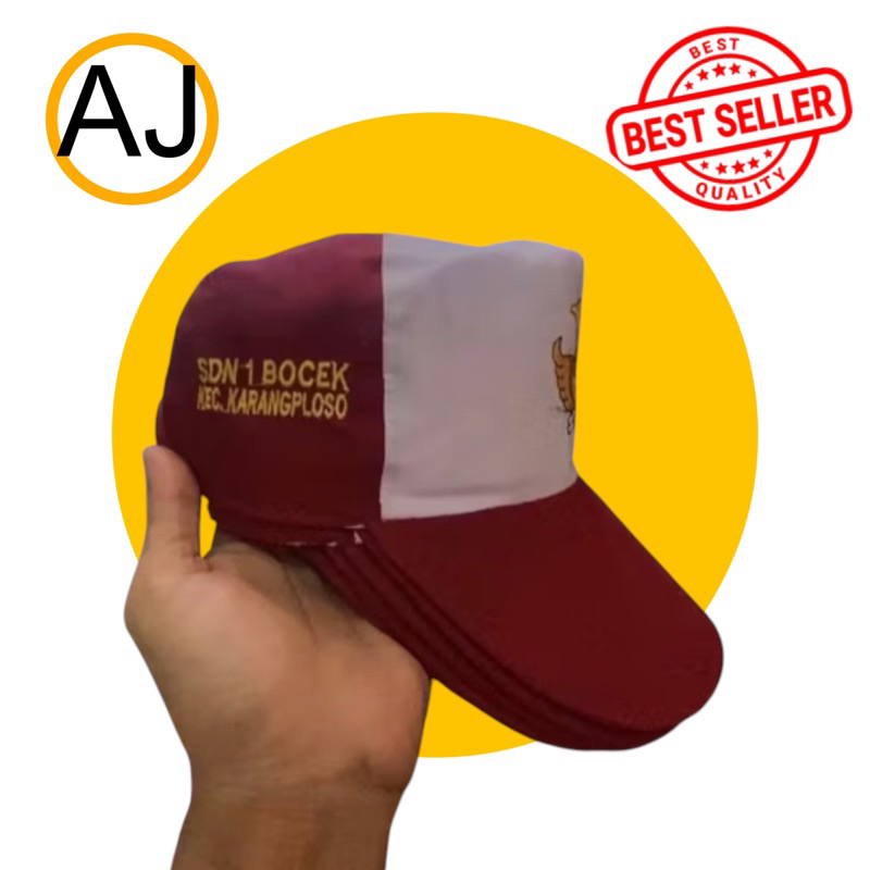 Jual CUSTOM Topi Sekolah SD,MI,SMP,MTs,SMA,MA,SMK identitas bordir ...