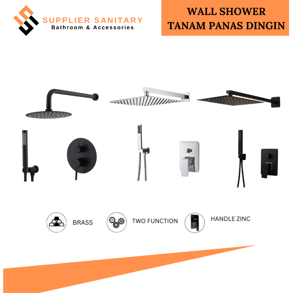 Jual Shower tanam paket stop kran panas dingin/wall shower/stop kran tanam/shower mandi | Shopee ...