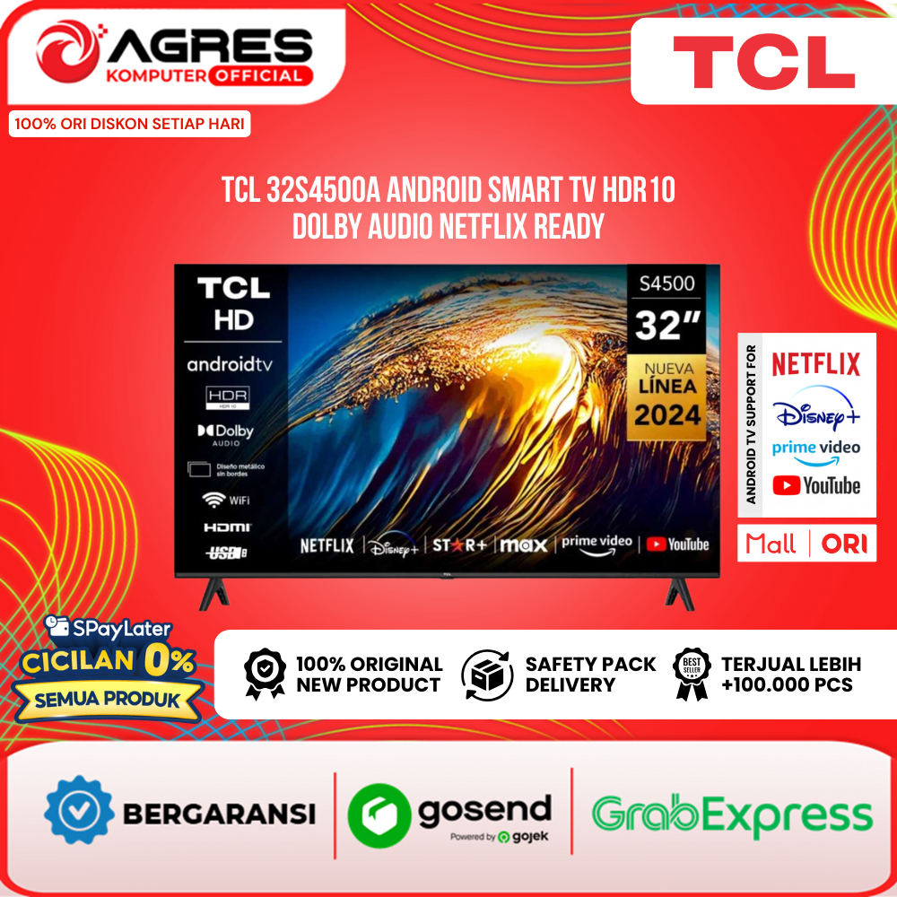 Jual TCL 32S4500A ANDROID FHD SMART TV 32 INCH DOLBY AUDIO T-SCREEN 100 ...