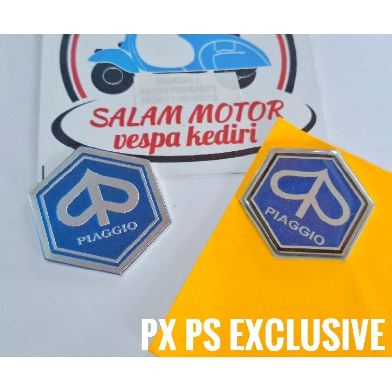 Jual emblem cung piaggio hidung vespa px ps exclusive warna biru emblem ...