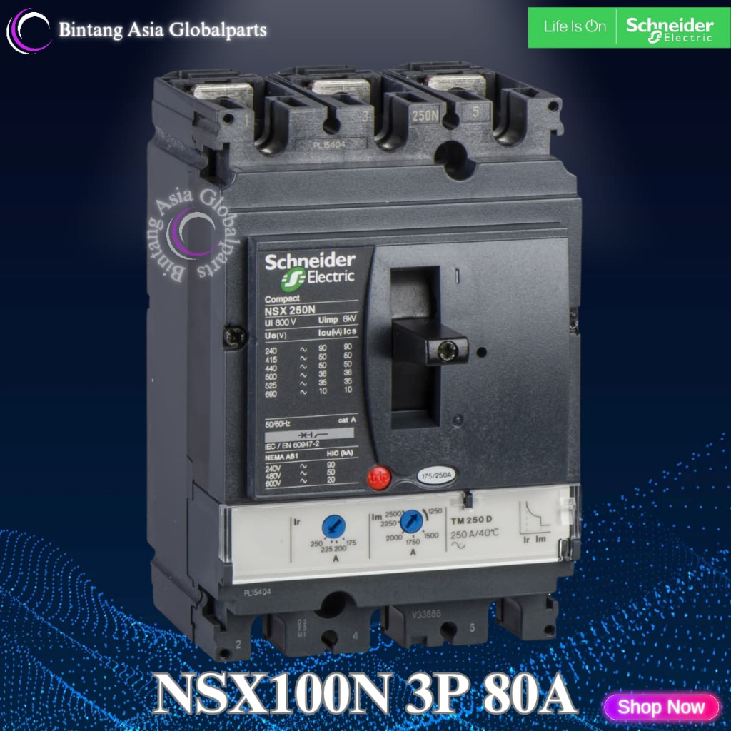 Jual MCCB 3 Phase 80 Ampere Schneider LV429841 Original / MCCB 3p 80a ...