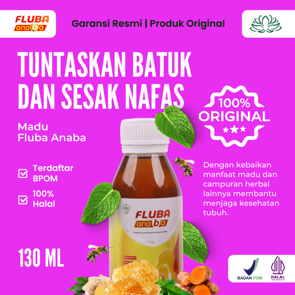 Jual FLUBA ANABA 130 ML Madu Herbal Flu Batuk Anak Dewasa 100% Original ...