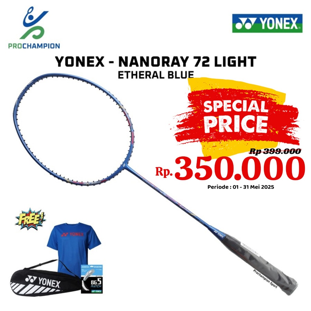 Jual Raket Badminton Yonex Nanoray 72 Light Rudy Series Etheral Blue | Shopee Indonesia