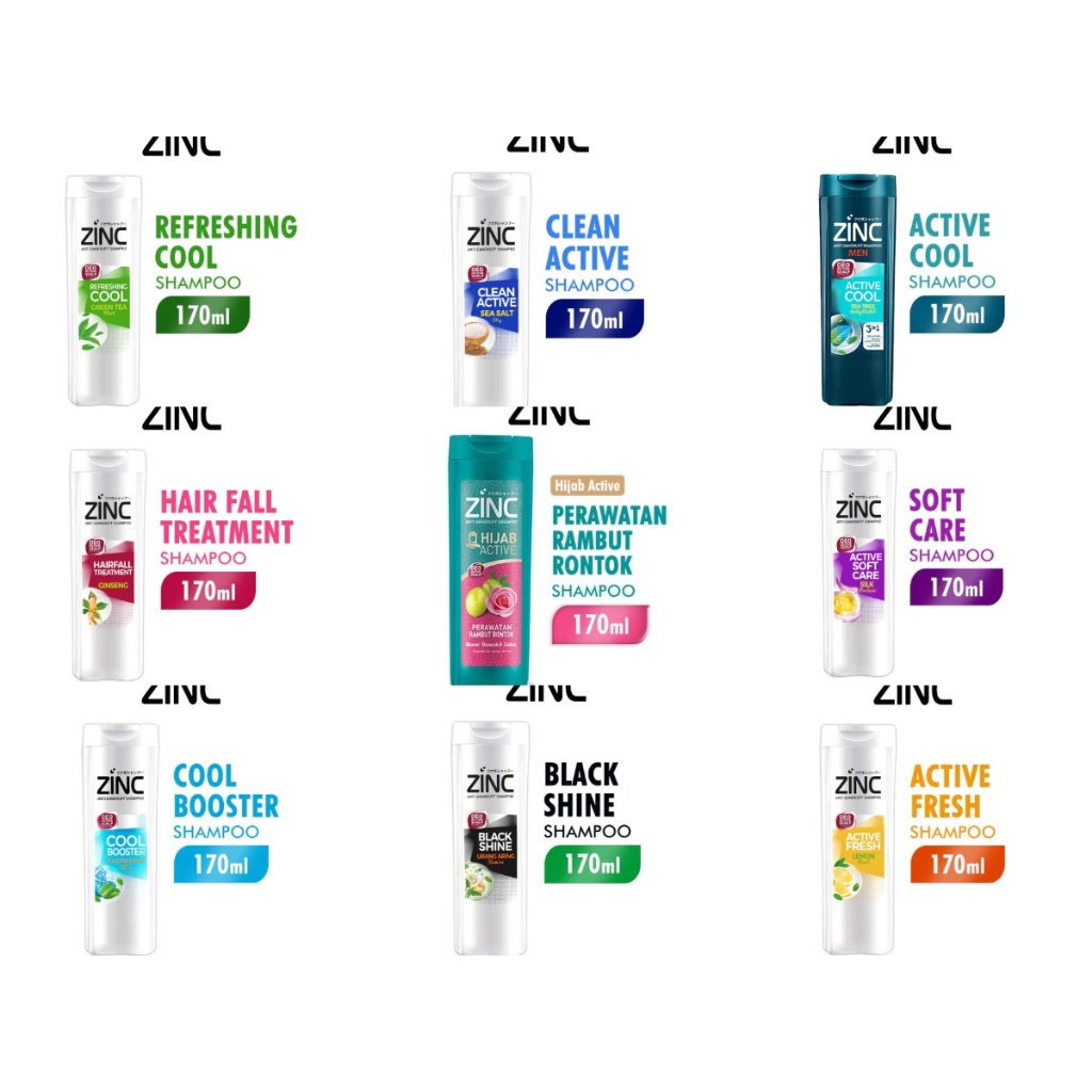 Jual ZINC Shampoo Sampo Botol 170 ml All Variant | Shopee Indonesia