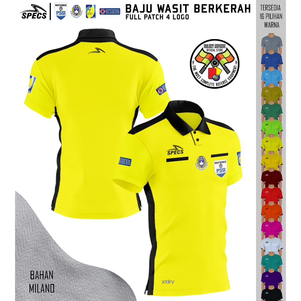 Jual Baju Wasit SPECS - BERKERAH - FULL PATCH 4 LOGO ( 16 WARNA ...