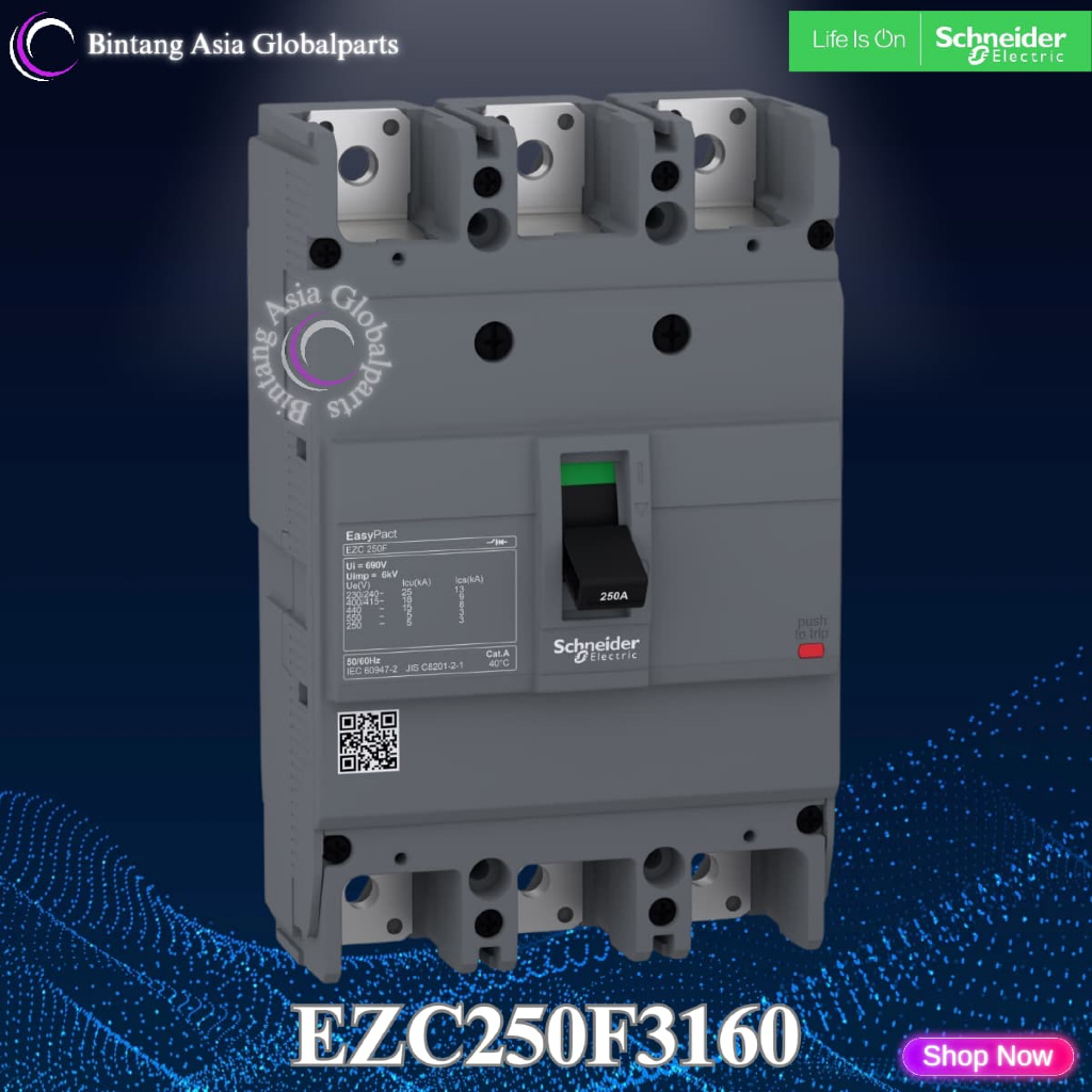 Jual MCCB 3p 160a Schneider EZC250F3160 Original / MCCB EZC250F 3 Phase ...