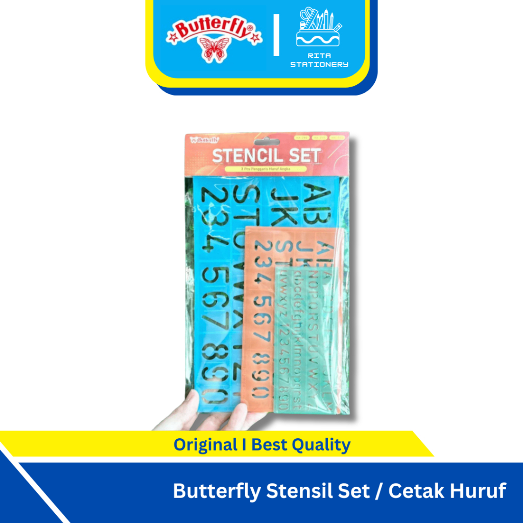 Jual Butterfly Stensil Set / Set Penggaris Cetakan Huruf Angka | Shopee ...