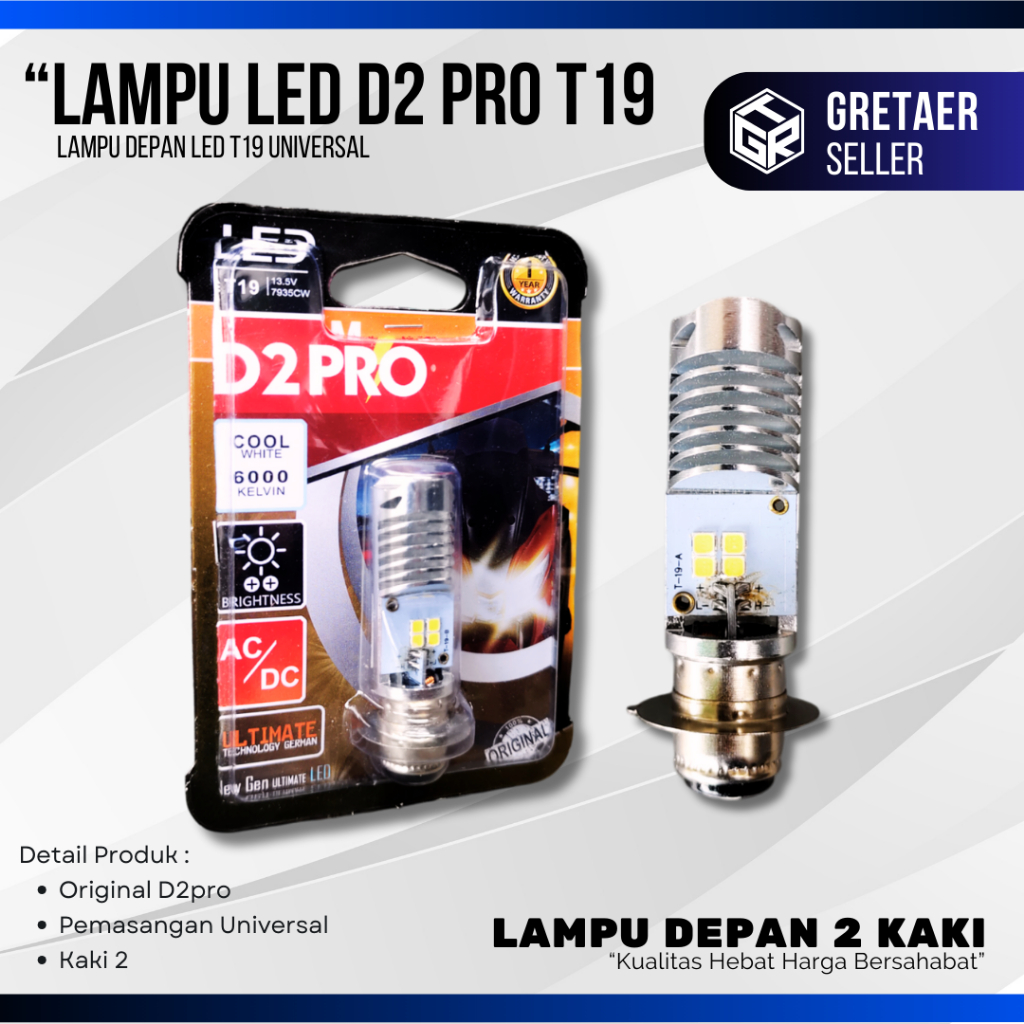 Jual LAMPU LED DEPAN LAMPU UTAMA SUPER TERANG LED D2 PRO T19 UNTUK MOTOR MATIC DAN BEBEK ...