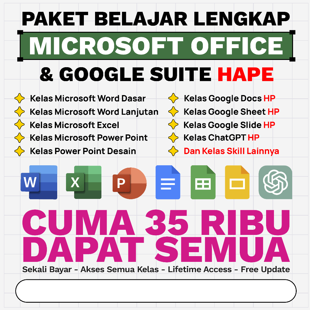 Jual Paket Belajar Microsoft Office Lengkap Online Bersertifikat Sekali ...