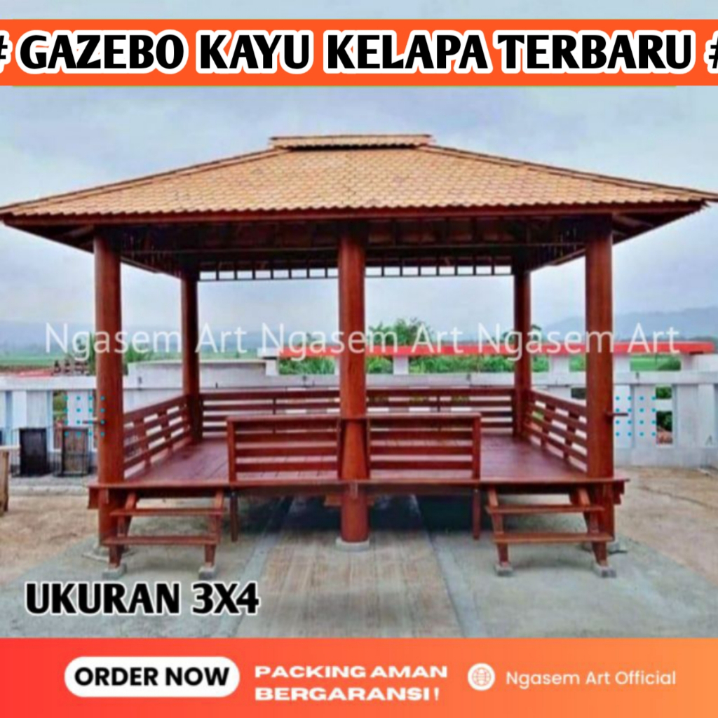 Jual GASEBO KAYU KELAPA 3X4 | GASEBO PONDOKAN UKURAN BESAR | Shopee ...