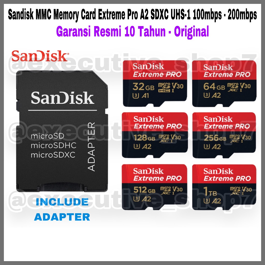 Jual Sandisk MMC Memory Card Extreme Pro A2 SDXC UHS-1 200mbps ...