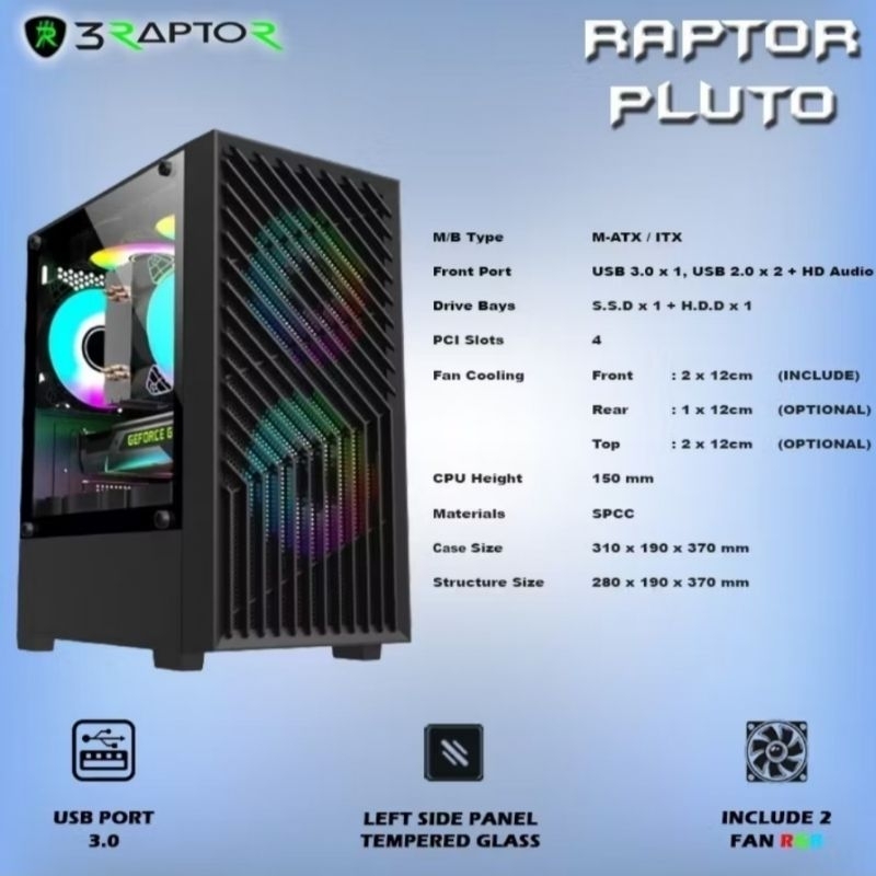 Jual Casing Gaming Raptor Pluto M-ATX/ITX free 2 Fan RGB | Shopee Indonesia