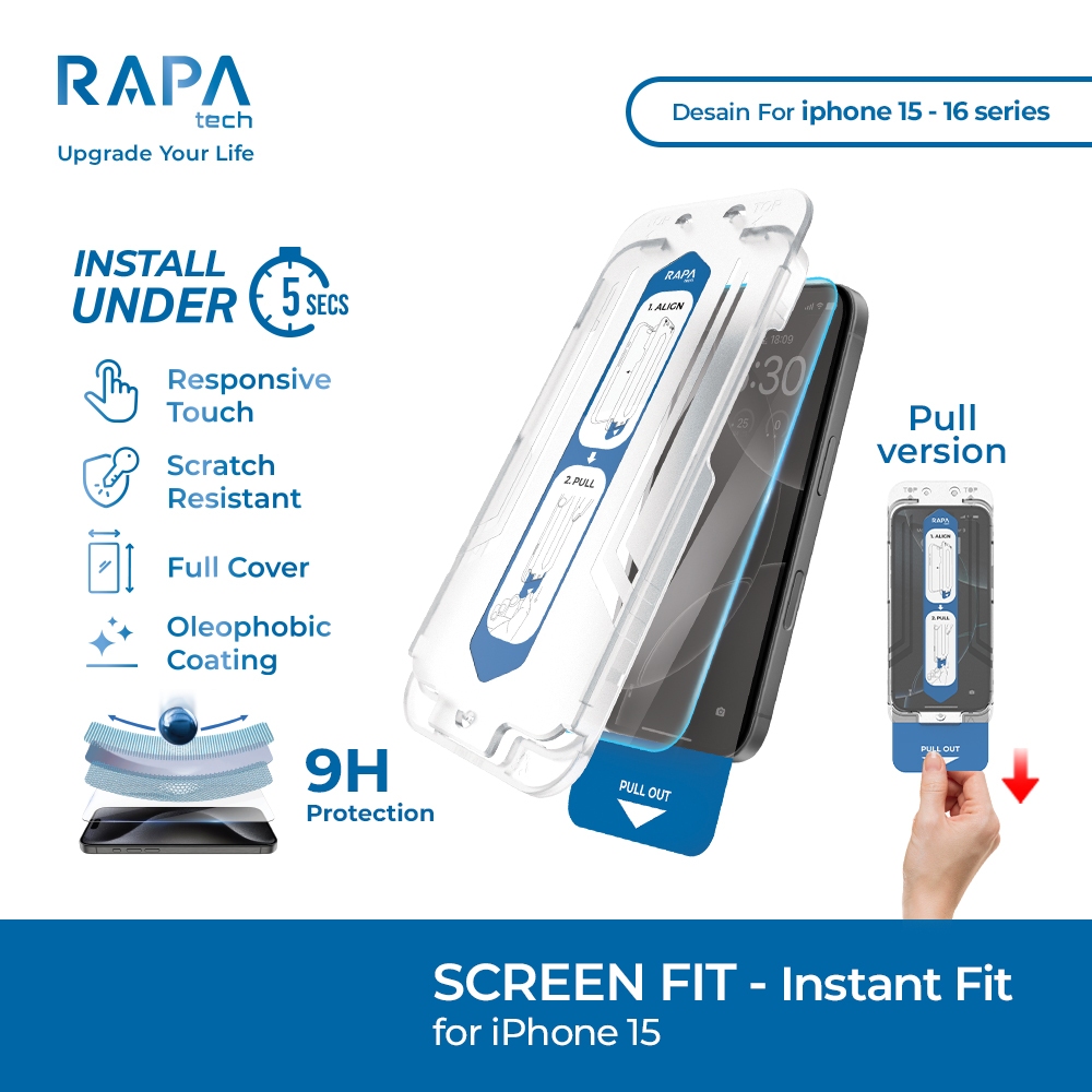 Jual RAPA tech Tempered Glass Instant Fit for iPhone 16 / 16 Pro / 16 ...