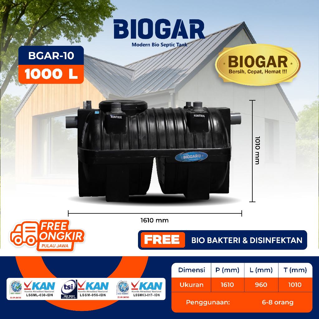 Jual BIOGAR Septic Tank 1000 liter Tangki Septic Tank Sepiteng Bio Tank ...