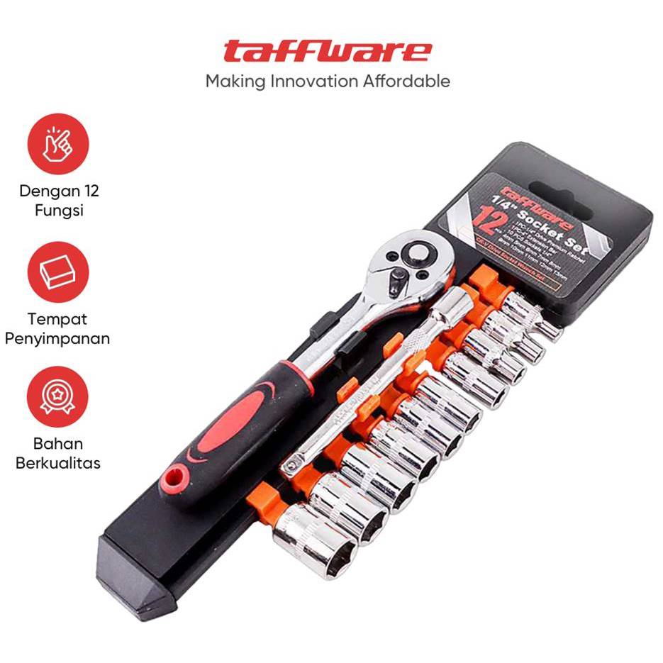 Jual Satu Set Kunci Shock Ratchet Wrench 1/4 Handle Drive CR-V 12 PCS ...