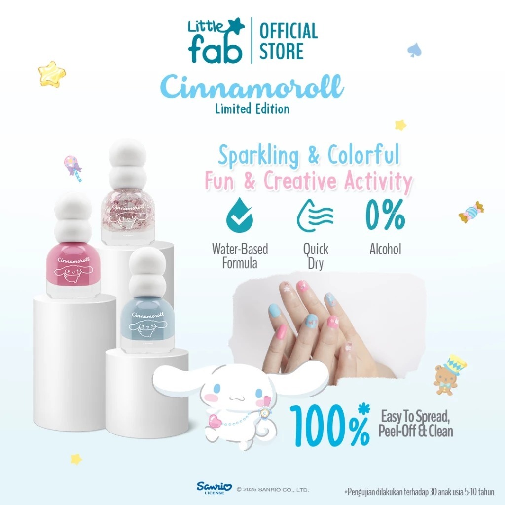 Jual Little Fab Kids Water Gel Peel-Off Nail Polish Set Sanrio ...