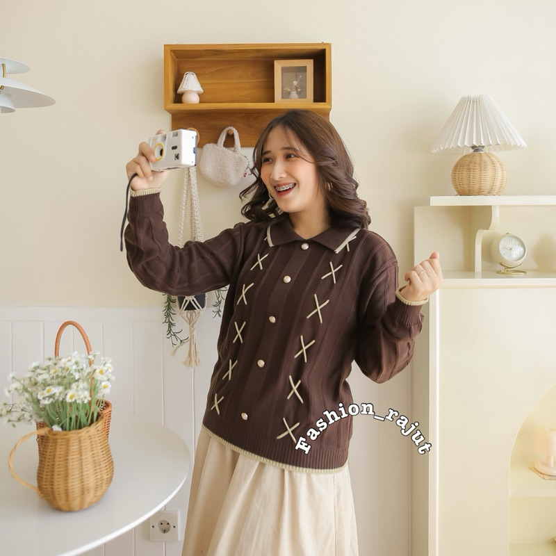 Jual Zainab Bluse Rajut - Atasan Rajut Wanita Korean Style | Shopee ...