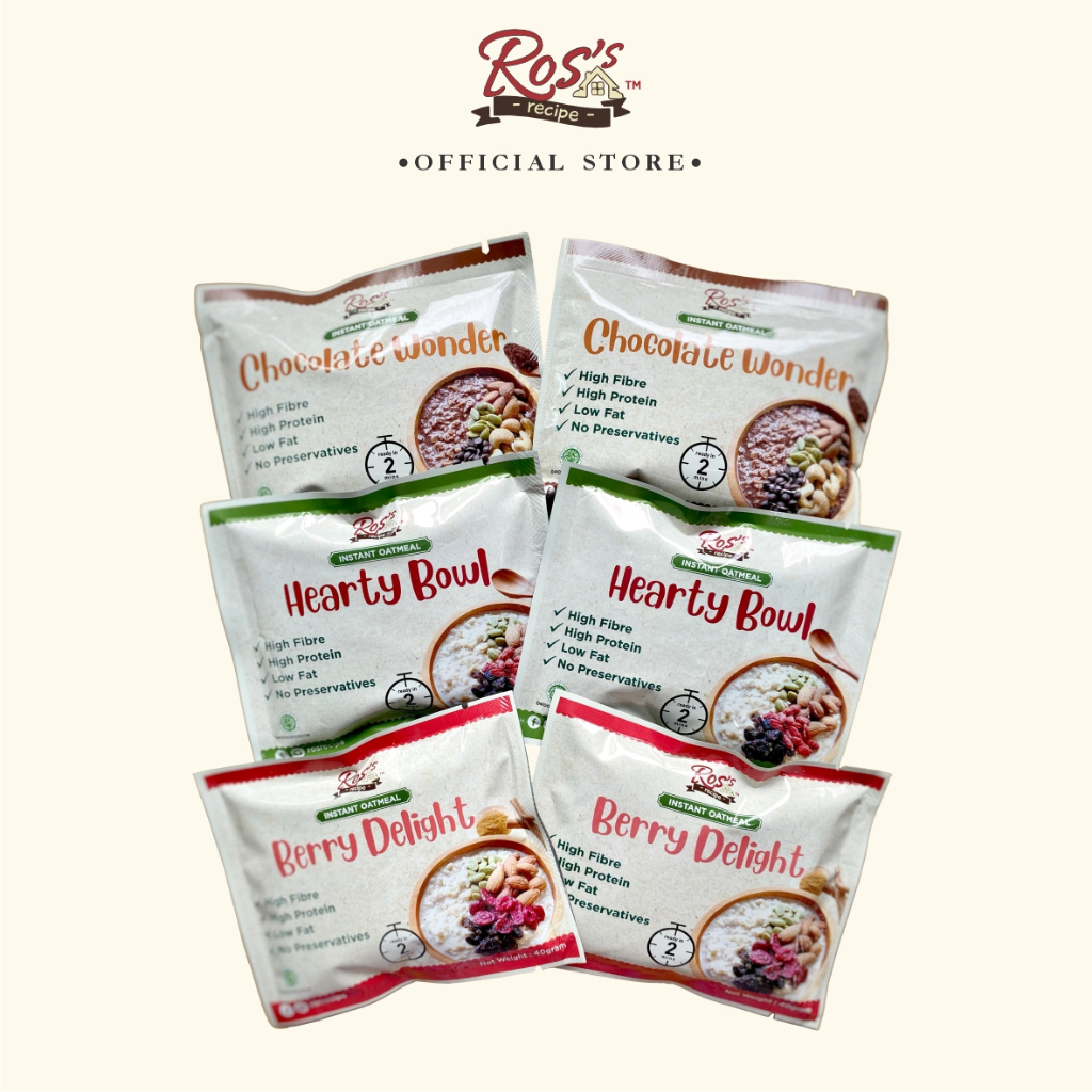 Jual Ros Recipe Instant Oatmeal Mix 3 Rasa 40gr x 6pcs (Paket) | Shopee ...