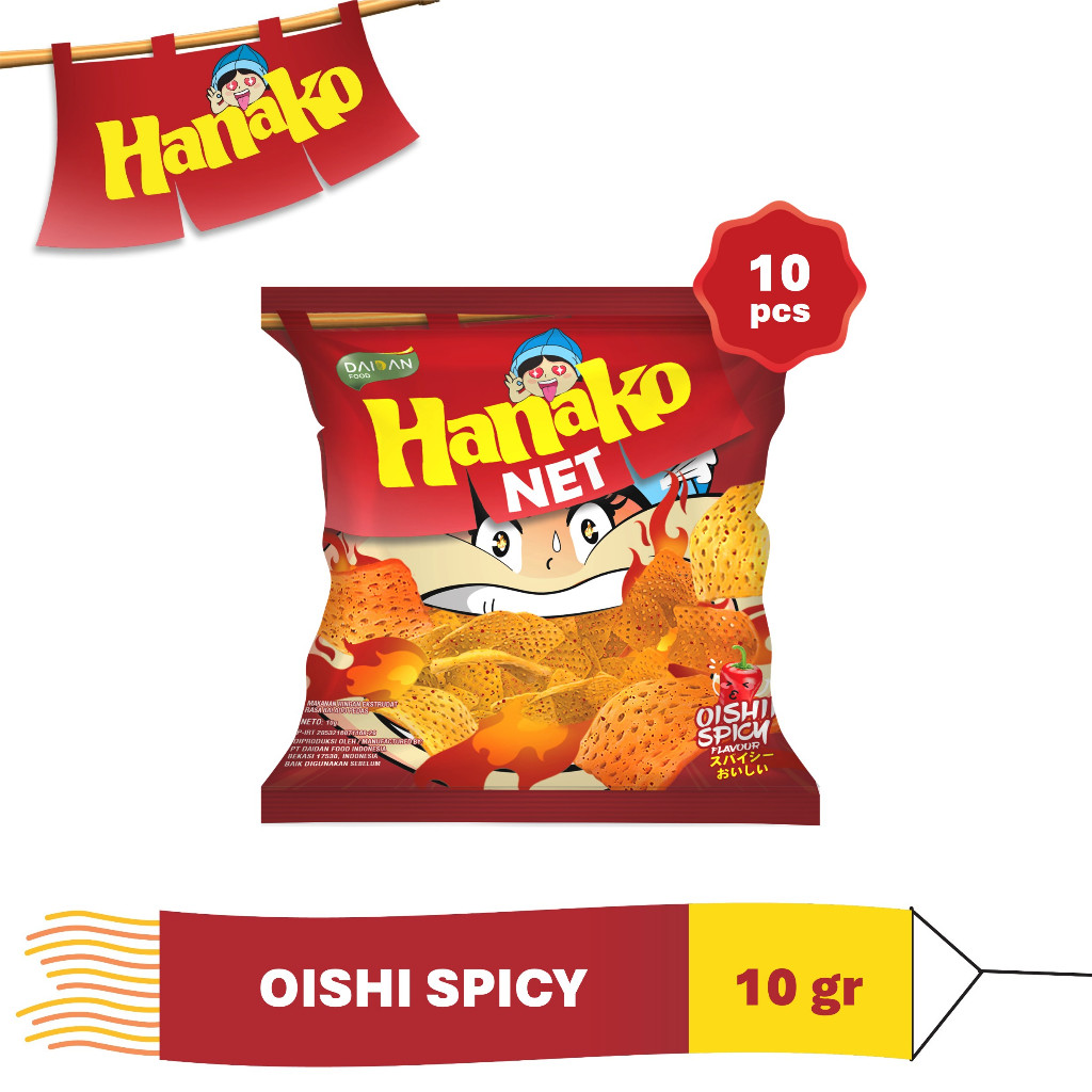 Jual Hanako Net Snack Oishi Spicy 10 x 10 gr | Shopee Indonesia