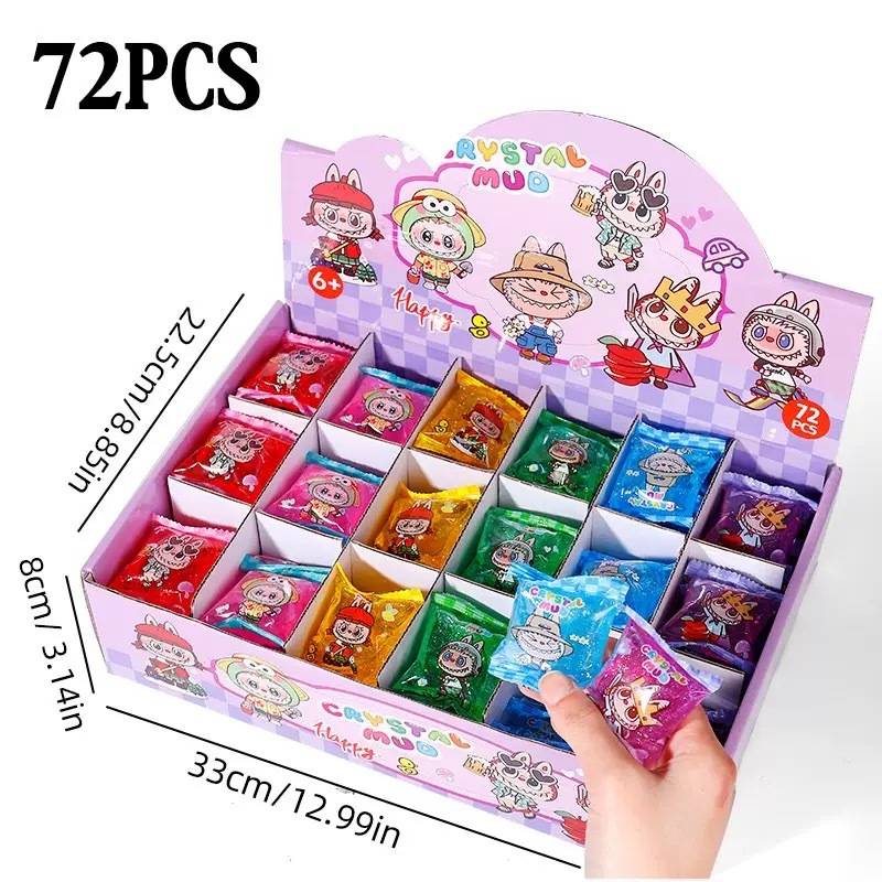 Jual Slime Bantal Crystal Mud Karakter Labubu Warna-Warni/Slime Labubu ...