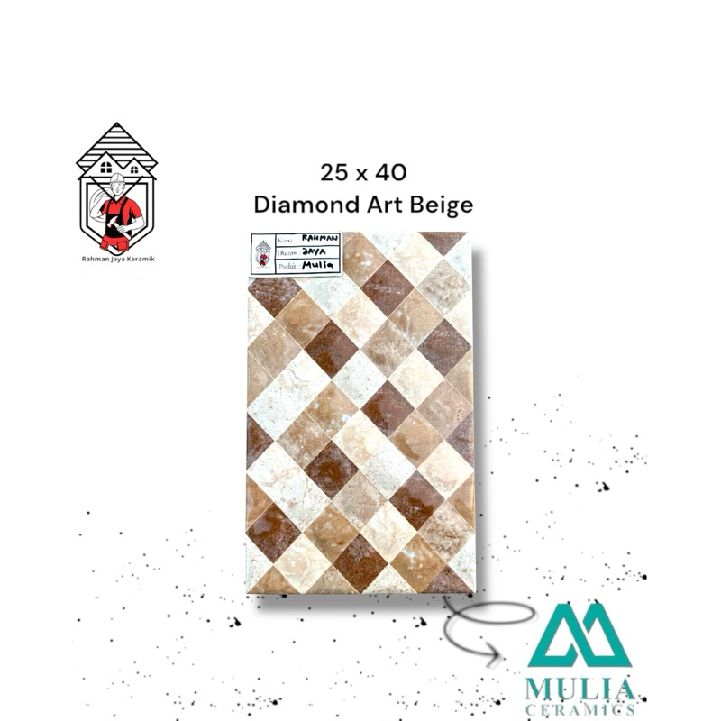 Jual Keramik Dinding Kamar Mandi 25x40 Diamond Art Beige Keramik Mulia Ceramic Glossy Grade A ...