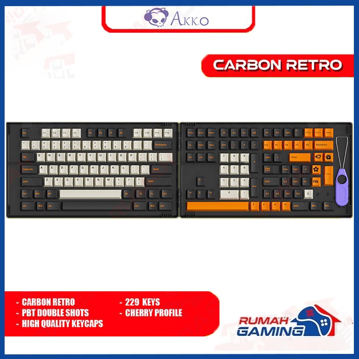 Jual AKKO- Cherry - Carbon Retro - Pbt Keycap Set - 229 Keycap ...