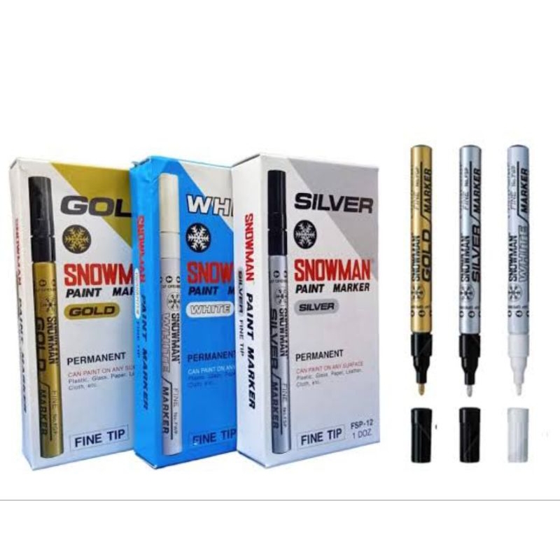 Jual Spidol Snowman Permanen Paint Marker GP-12 Tinta Gold/Emas Silver ...
