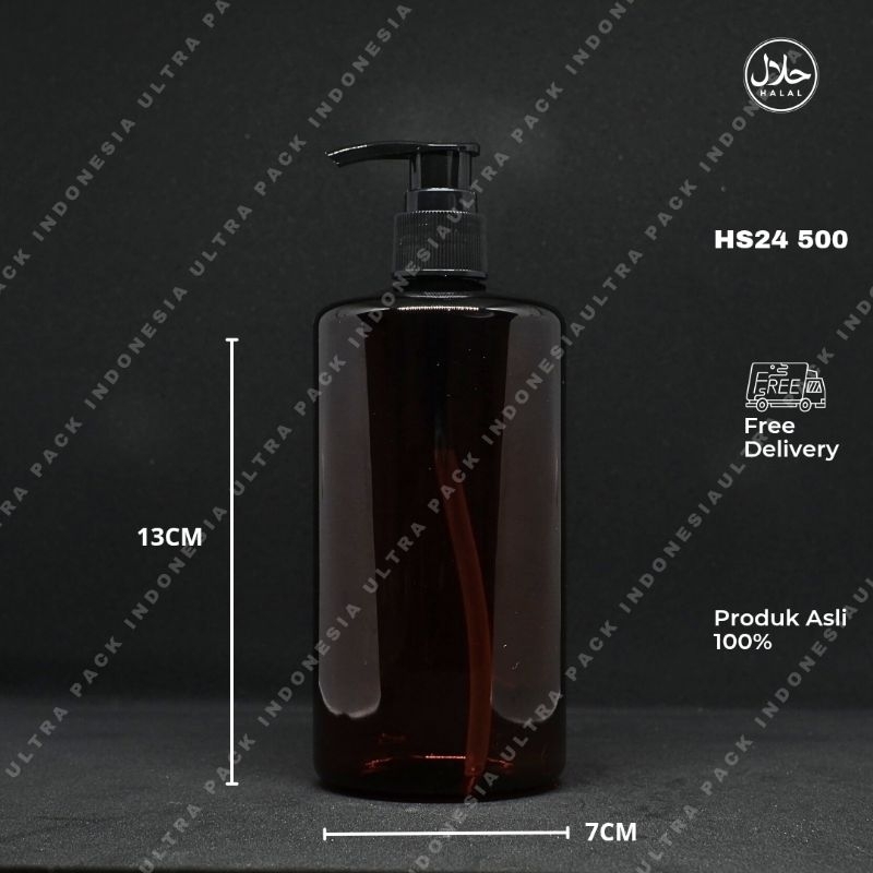 Jual KEMASAN BOTOL POMPA ISI ULANG - BOTOL PET HS24 500ML AMBER + LOTION PUMP | Shopee Indonesia