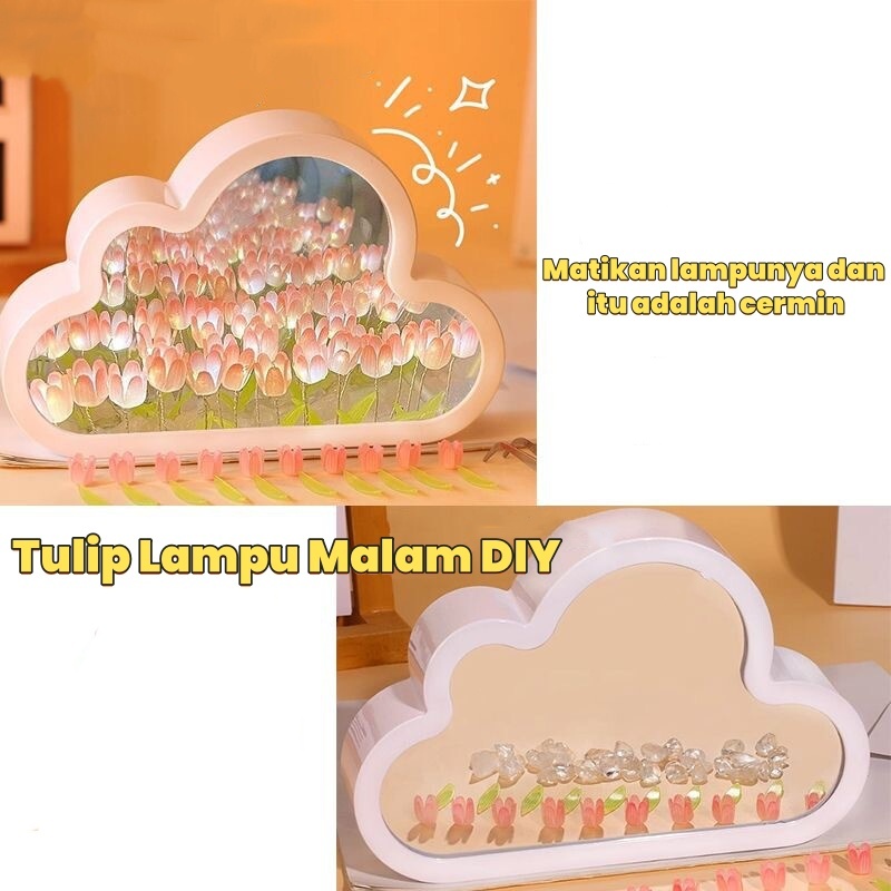 Jual DIY Lampu Bunga Tulip Malam Bentuk Awan Bunga Tulip Led Cermin ...