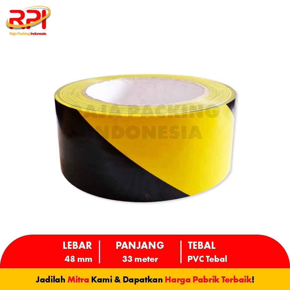 Jual Lakban Police Line / PVC Marking Tape / Lakban Hitam Kuning 48 mm ...