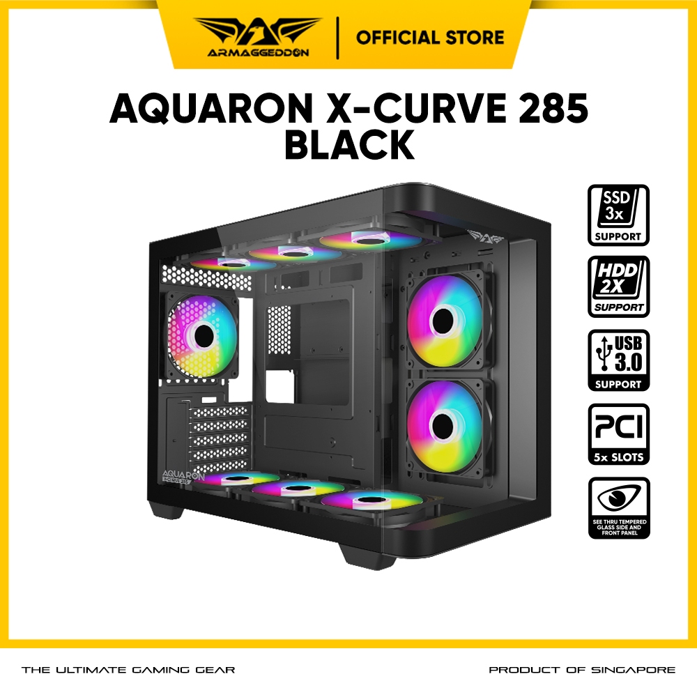 Jual Casing Gaming Armaggeddon Aquaron X-CURVE 285 M-ATX with Front ...