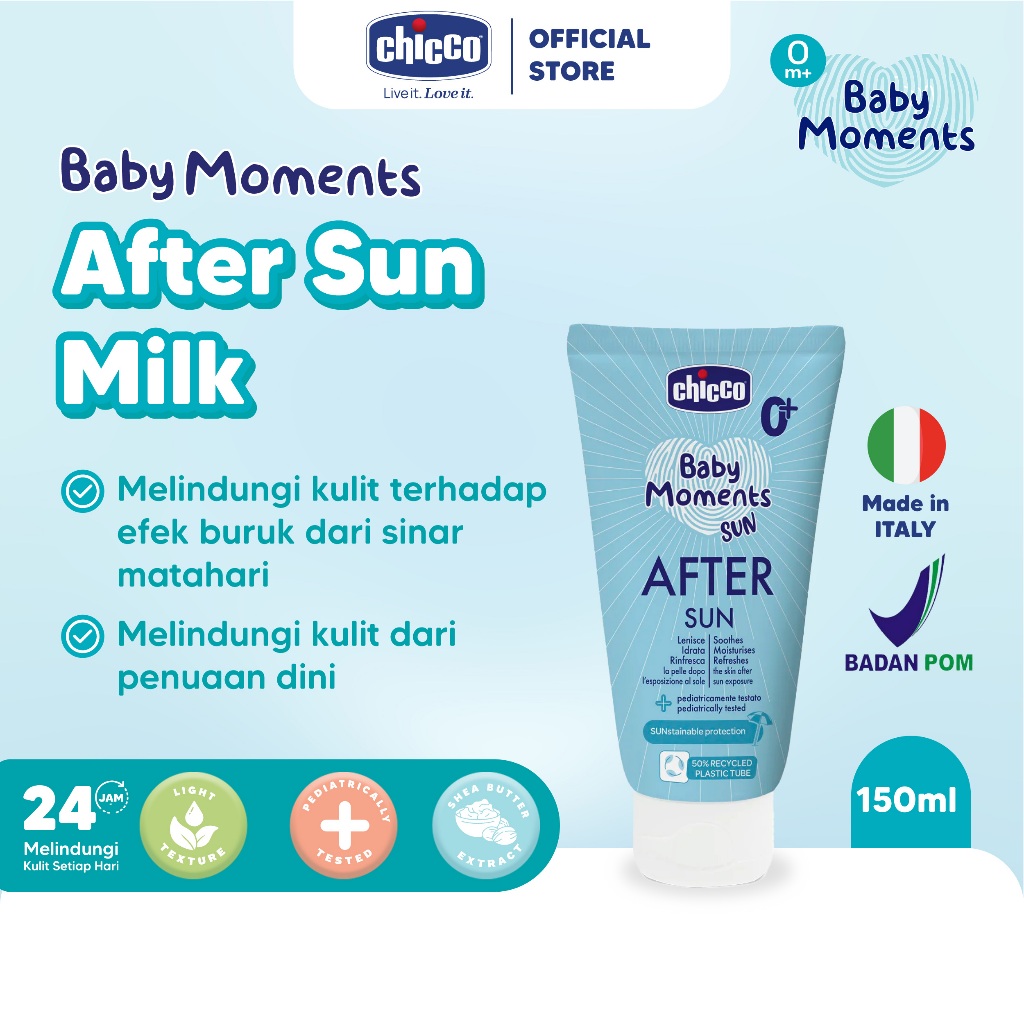Jual CHICCO Baby Moments After Sun Milk 150 mL / Tabir Surya Bayi / Sun Protection / Baby ...