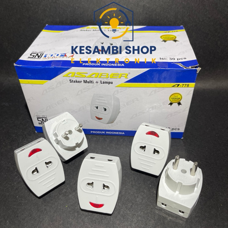 Jual STEKER T MULTI ASABER A 778 + LAMPU COLOKAN T LISTRIK + LAMPU ...