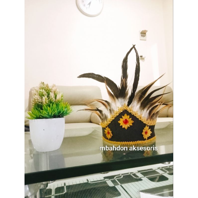 Jual mahkota bulu tiga bunga lotus adat Dayak dan Papua.cocok untuk ...