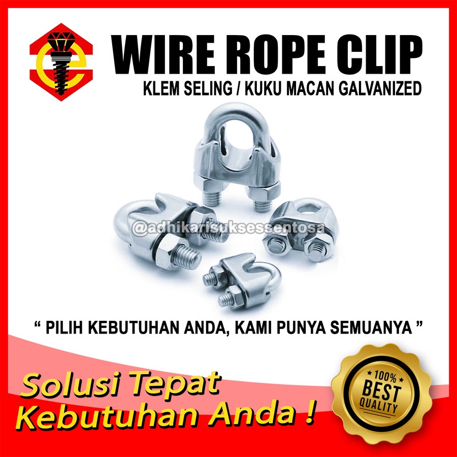 Jual Galvanis / Klem Seling M10 / Wire Rope Clip 3/8" / Clamp Kuku ...