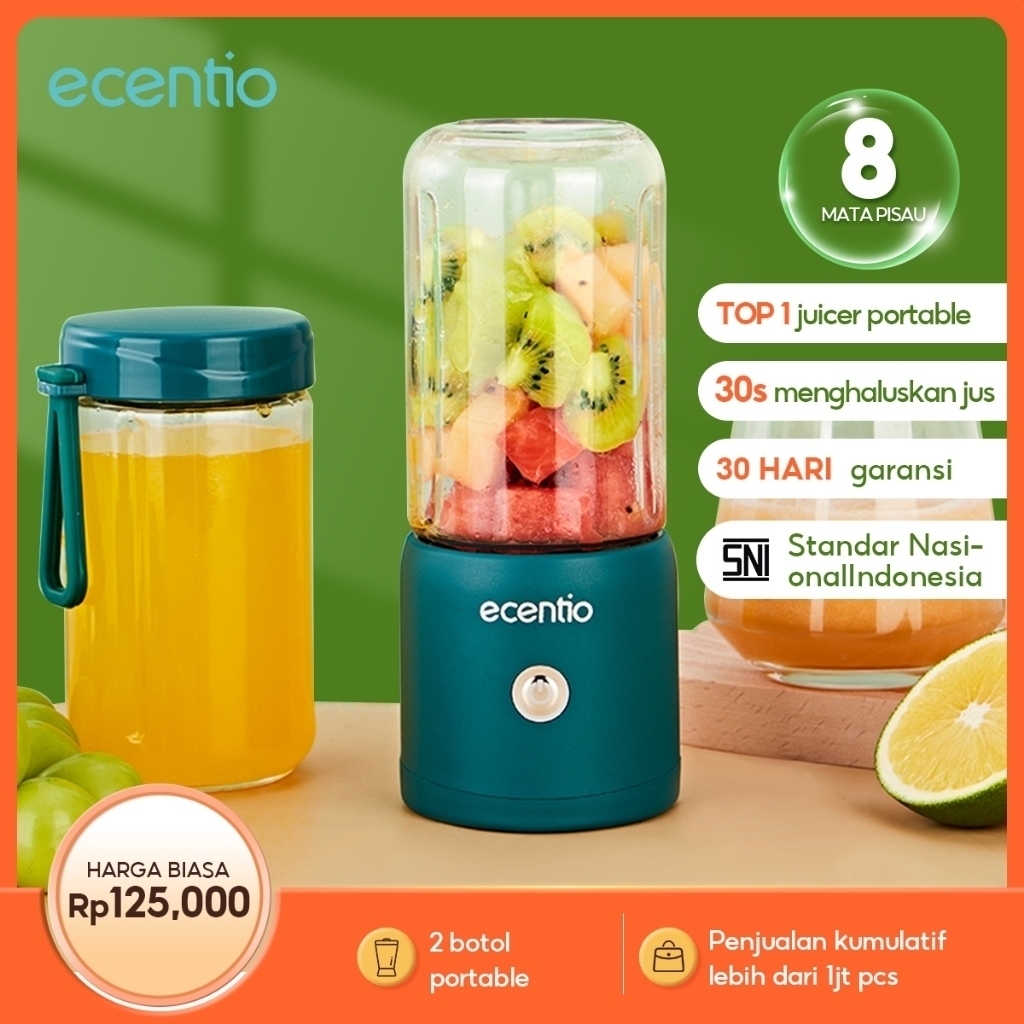 Jual [grosir] ecentio juicer mini blender portable 380ml USB 8 Mata Pisau 304 stainless steel ...