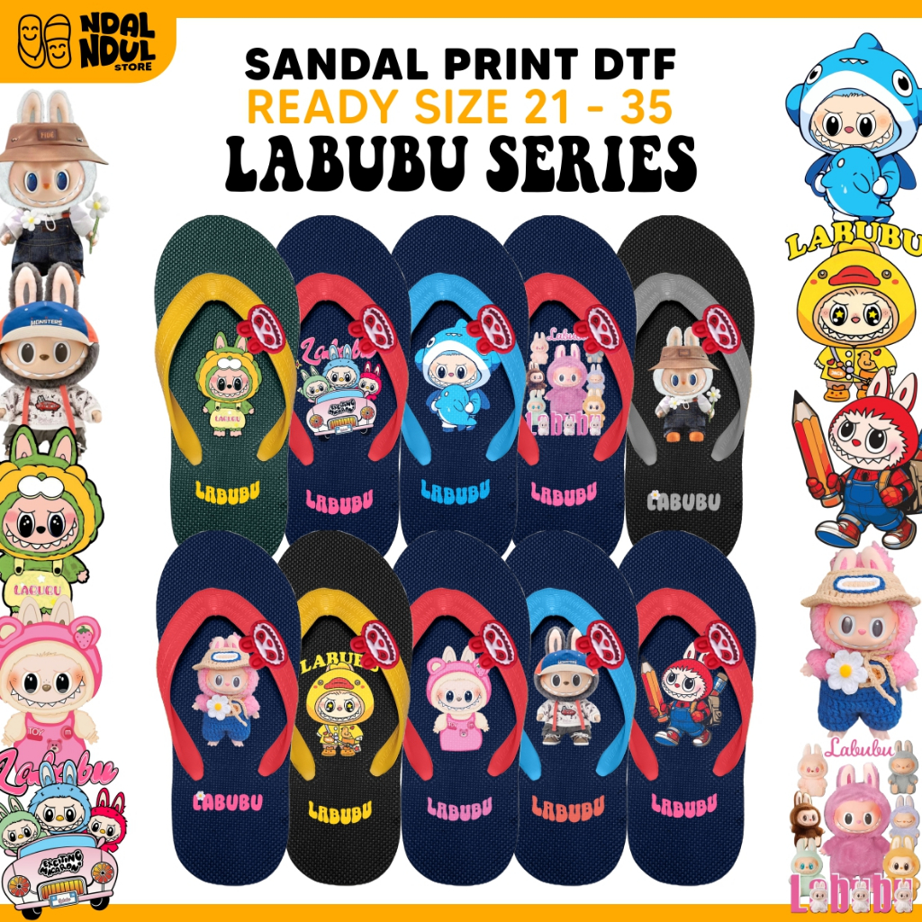 Jual Sandal Jepit Anak Tema Labubu Series / Sandal Print Sablon DTF ...