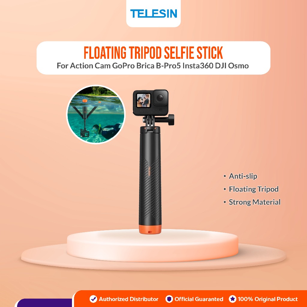 Jual TELESIN Buoyant Floating Tripod Pelampung Selfie Stick For Action Cam GoPro Brica B-Pro5 ...