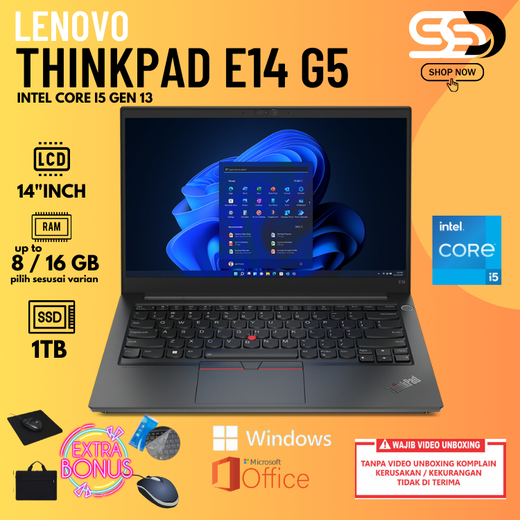 Jual LENOVO THINKPAD E14 GEN 5 Core i5-1335U RAM 16GB-SSD 1TB 14" INCH ...