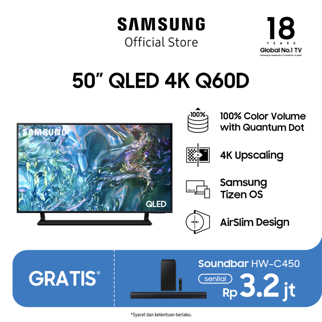 Jual Samsung 50" QLED 4K Q60D Smart TV | 100% Color Volume Quantum Dot ...
