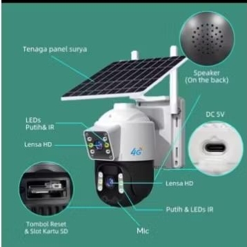 Jual CCTV V380/V380PRO OUTDOOR WATERPROOF SIM CARD 4G TENAGA SURYA ...